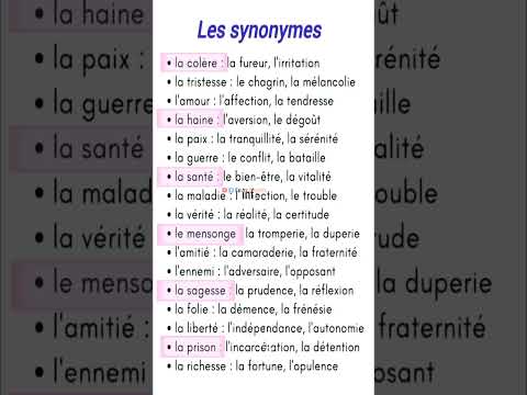 synonymes en français #apprendrelefrançais #françaisfacile
