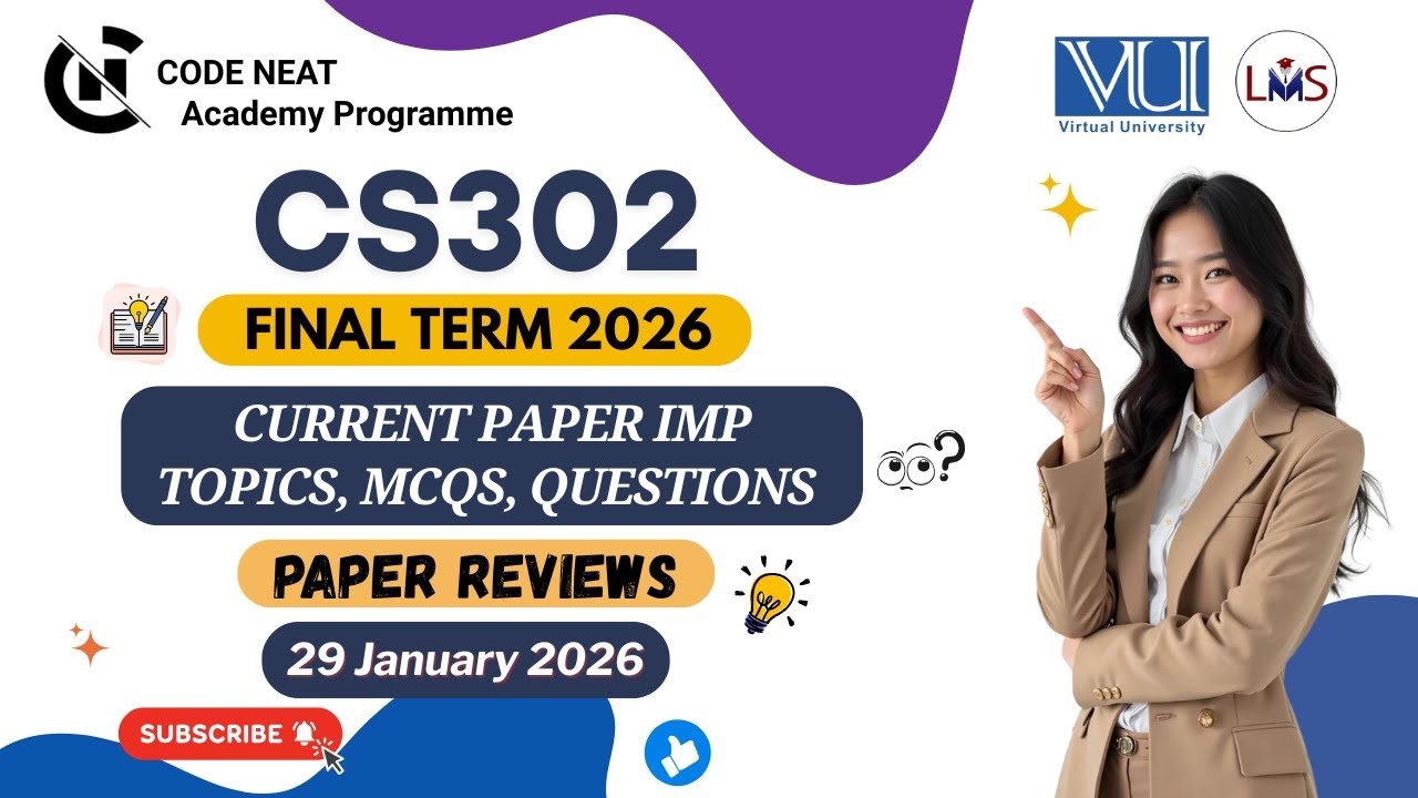 CS302 Final Term 2026 | Current Paper Reviews, IMP Topics, MCQs, Questions & Smart Tips | CodeNeat