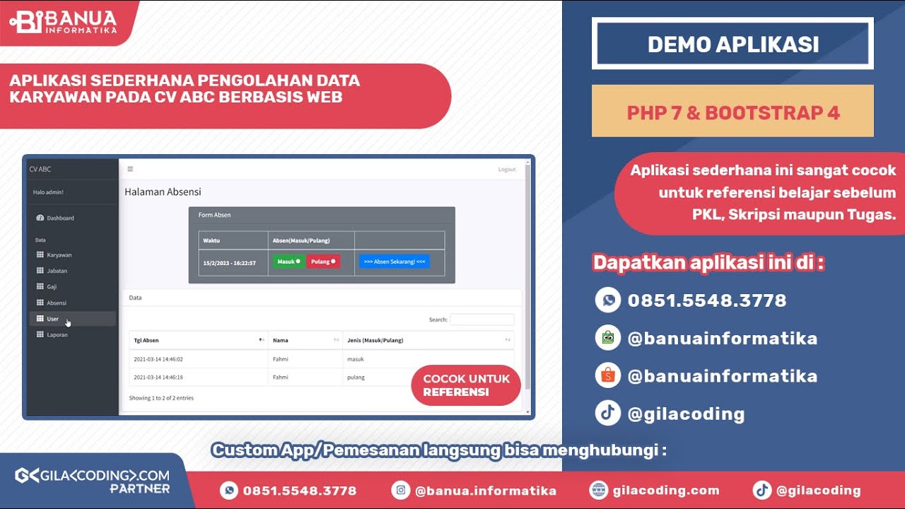 APLIKASI SEDERHANA PENGOLAHAN DATA KARYAWAN PADA CV ABC BERBASIS WEB - DEMO