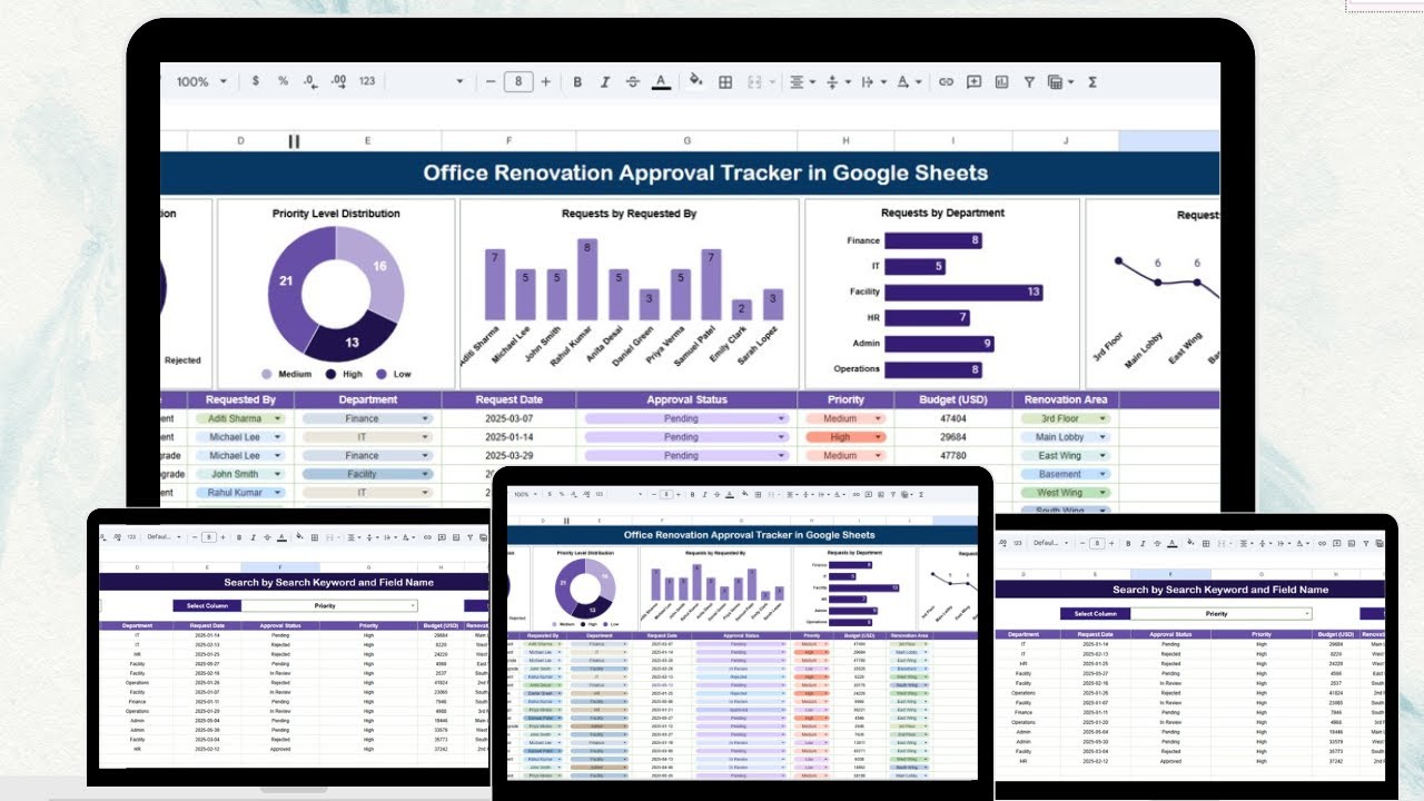 Office Renovation Approval Tracker in Google Sheets