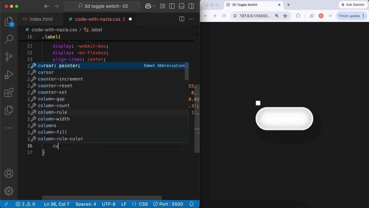 3D Toggle Switch Using Only HTML & CSS