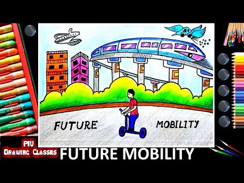Future Mobility Drawing Easy | Step By Step | Mobility In The Future Drawing For Beginners Simple