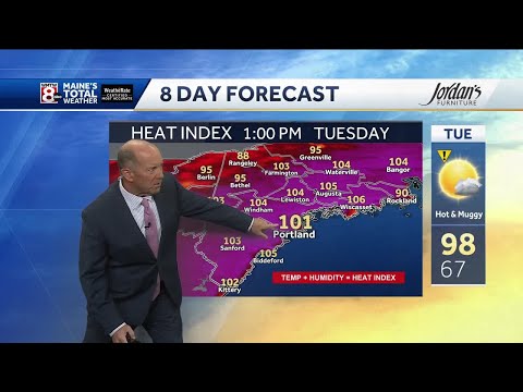 Heat and humidity will peak on Tuesday