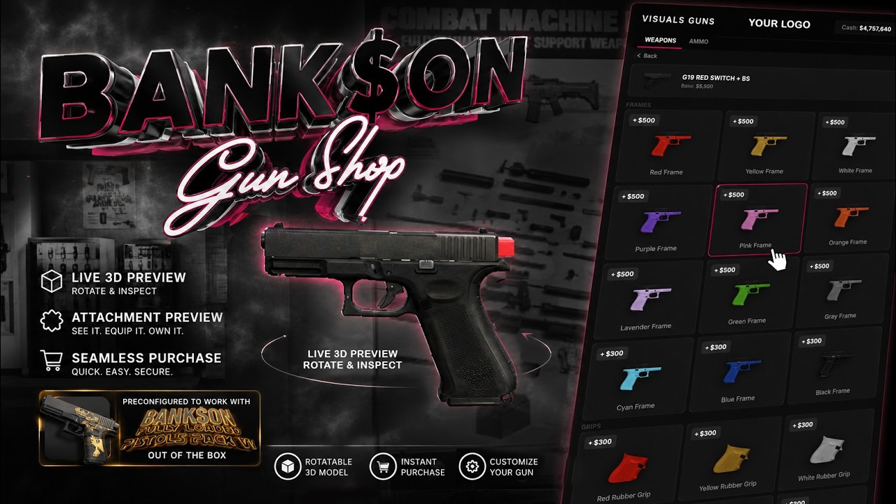 Bank$on Gun Shop | Customizable Weapon Store FiveM Script for GTAV RP Servers (2026)