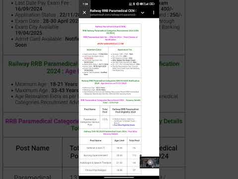 RRB Paramedical Recruitment 2024 | CEN 04/2024 Notification | Railway Vacancy 2024 | Apply Now