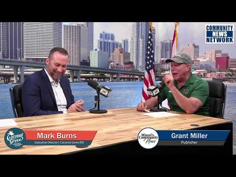 Grant Miller talks with Mark Burns, Executive Director of Coconut Grove BID