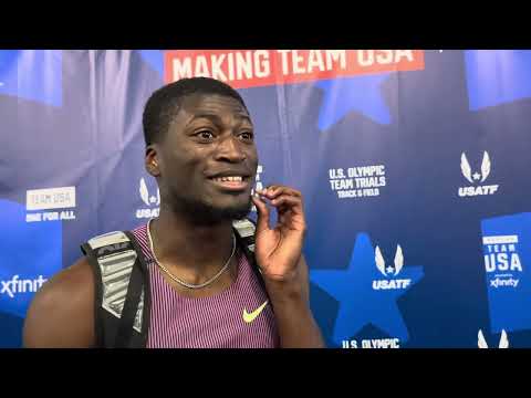 Cordell Tinch after running 13.03 for 4th in 110 hurdles at 2024 US Olympic Trials