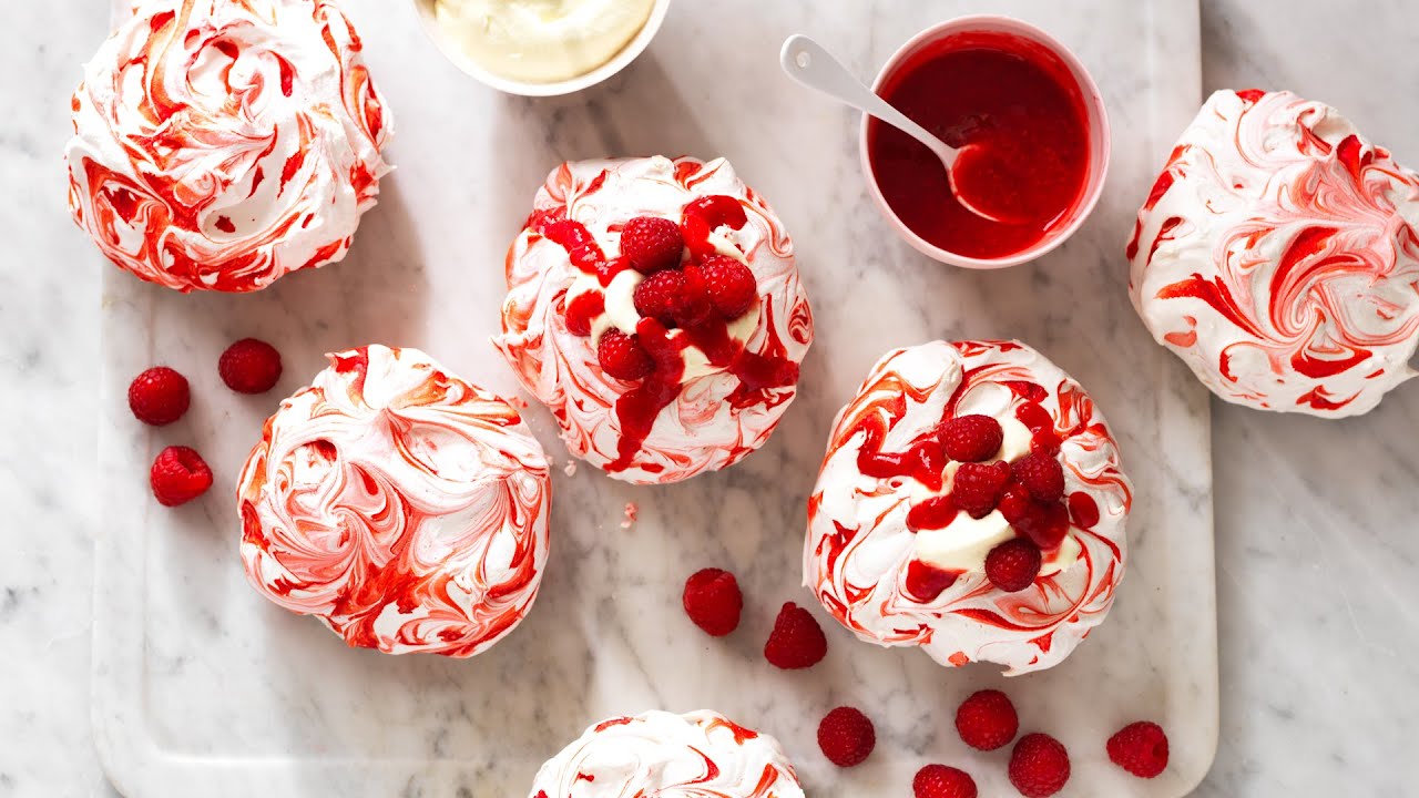 Rosewater and Raspberry Meringues Recipe | myfoodbook