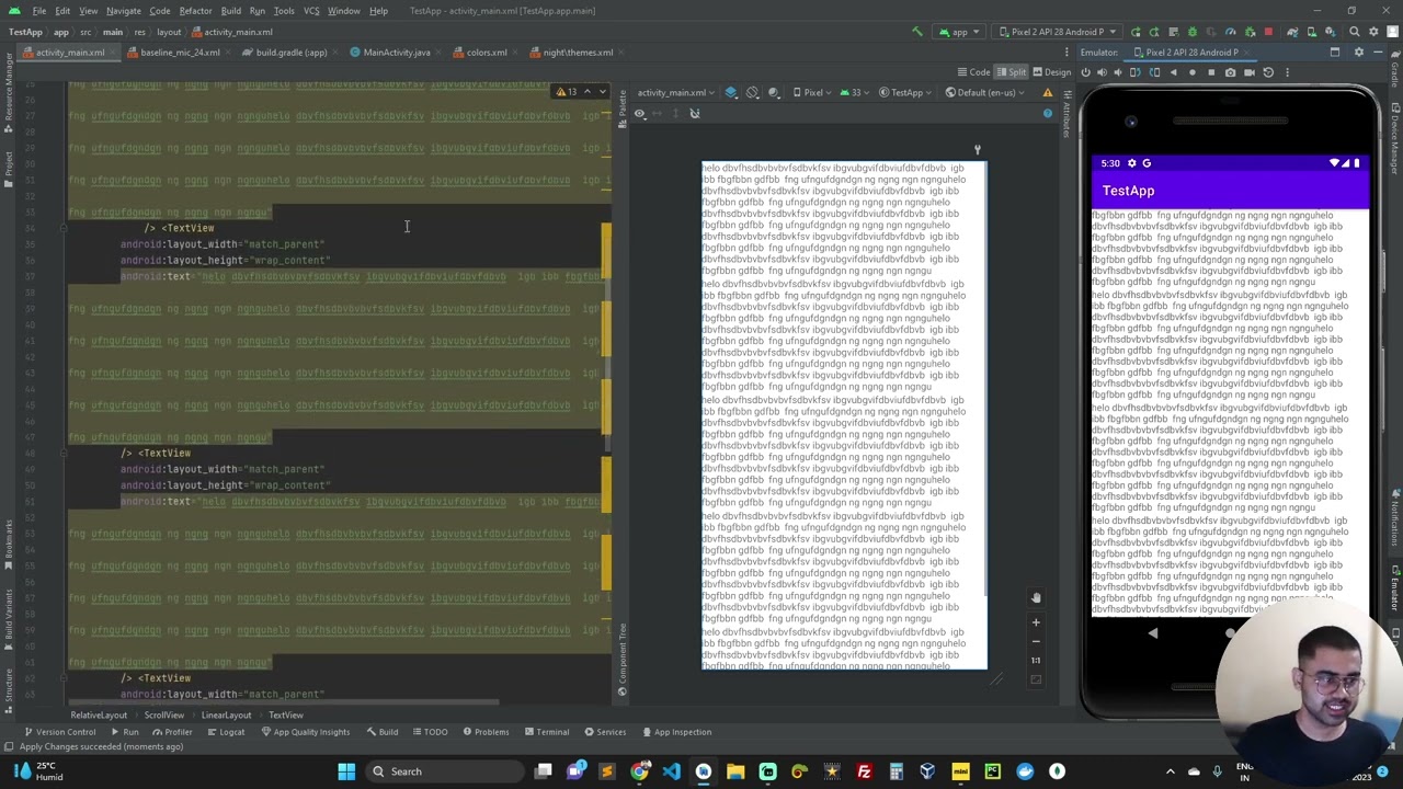 Scrollview nestedscrollview and Horizontalscrollview  | Android App development full course 2023