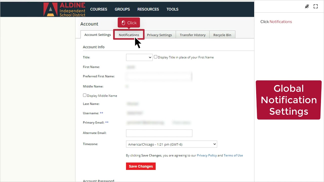 Global notification settings