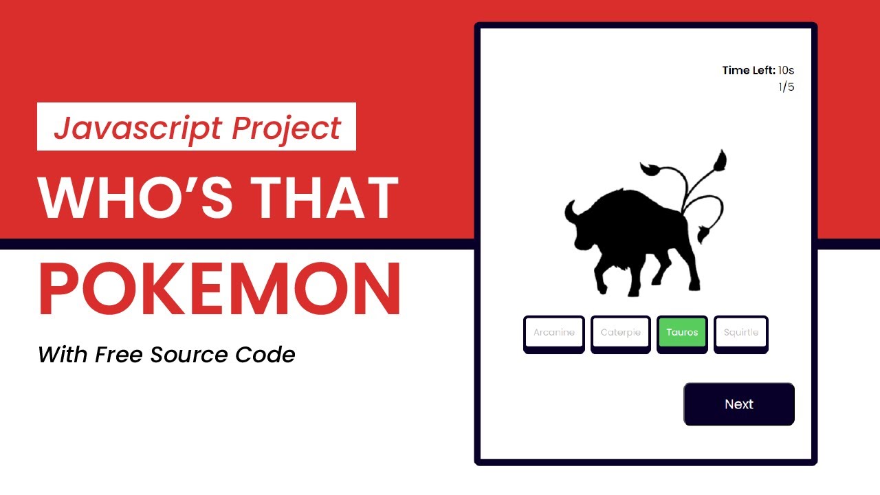 Who's That Pokémon? | Javascript Project With Source Code