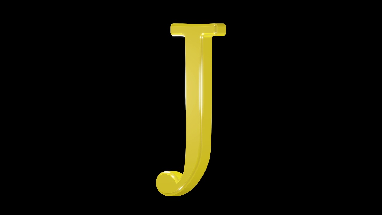 Gold letter J animation on black background, seamless looping, screensaver, 4K | 1 HOUR