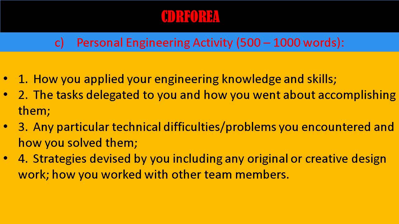 How to write a Career Episode/ Competency Demonstration Report (CDR) for Engineer Australia