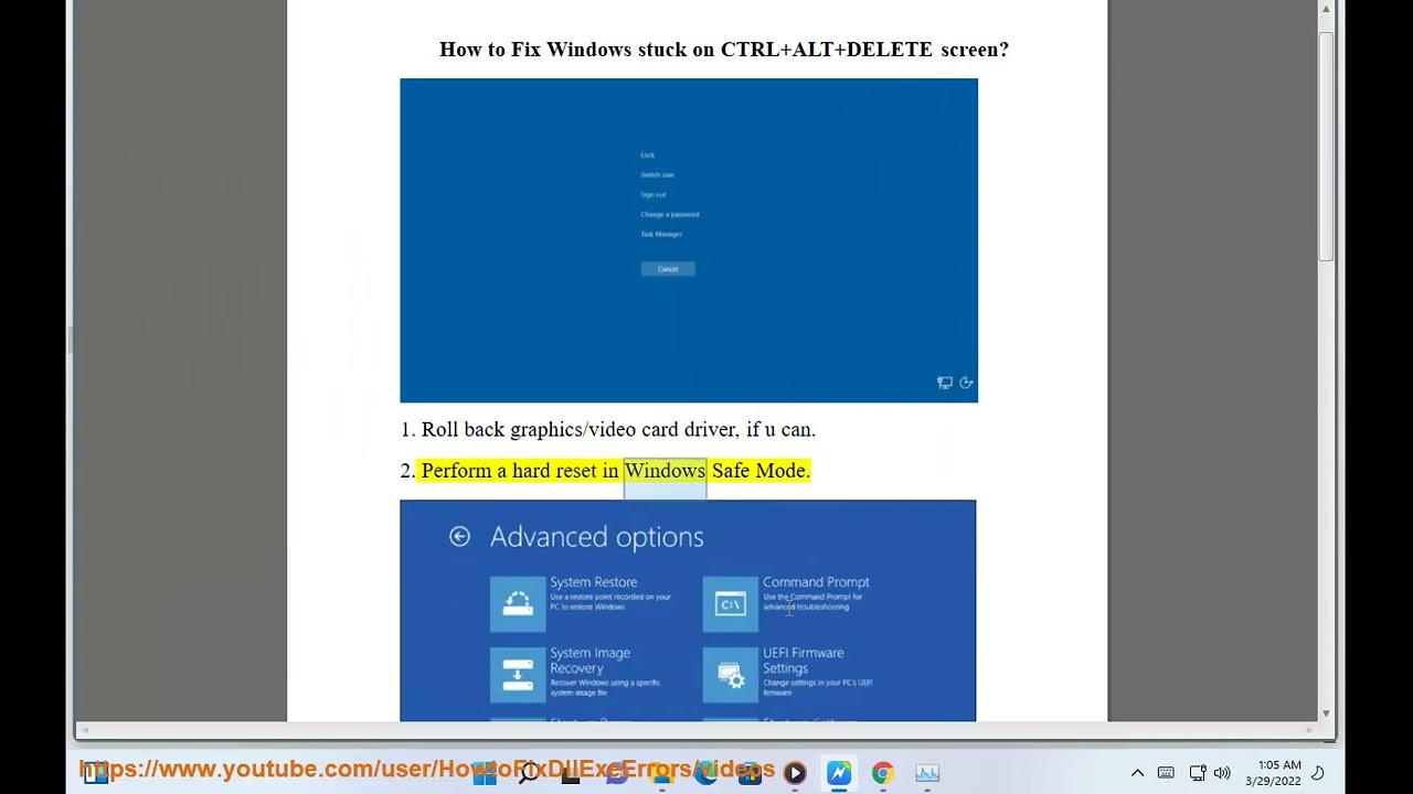 Fix Windows stuck on CTRL+ALT+DELETE screen