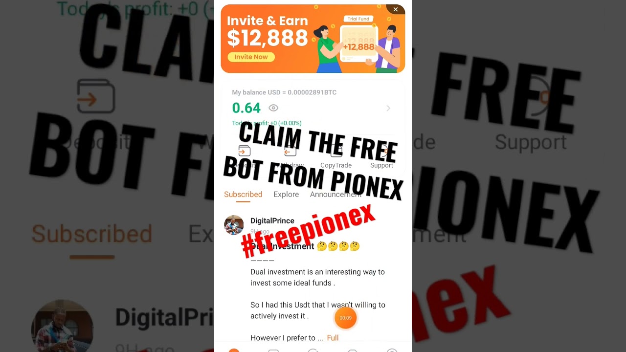 Claim the free bot from pionex!