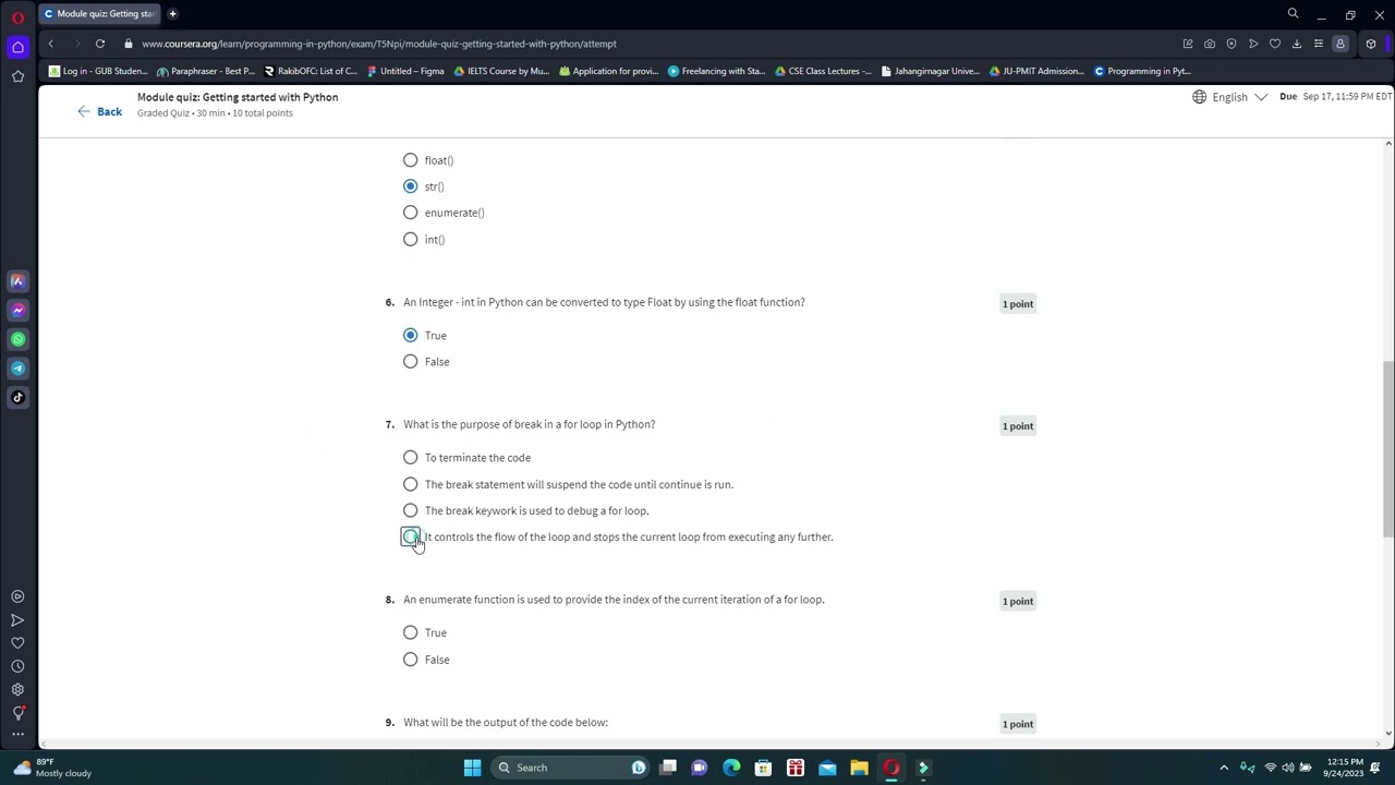 Module quiz: Getting started with Python Coursera answers | Programming in Python
