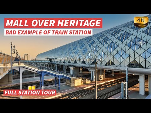 【4K】Poznan NEW Main Station Built Within a Mega Shoping Mall - With Captions 【CC】