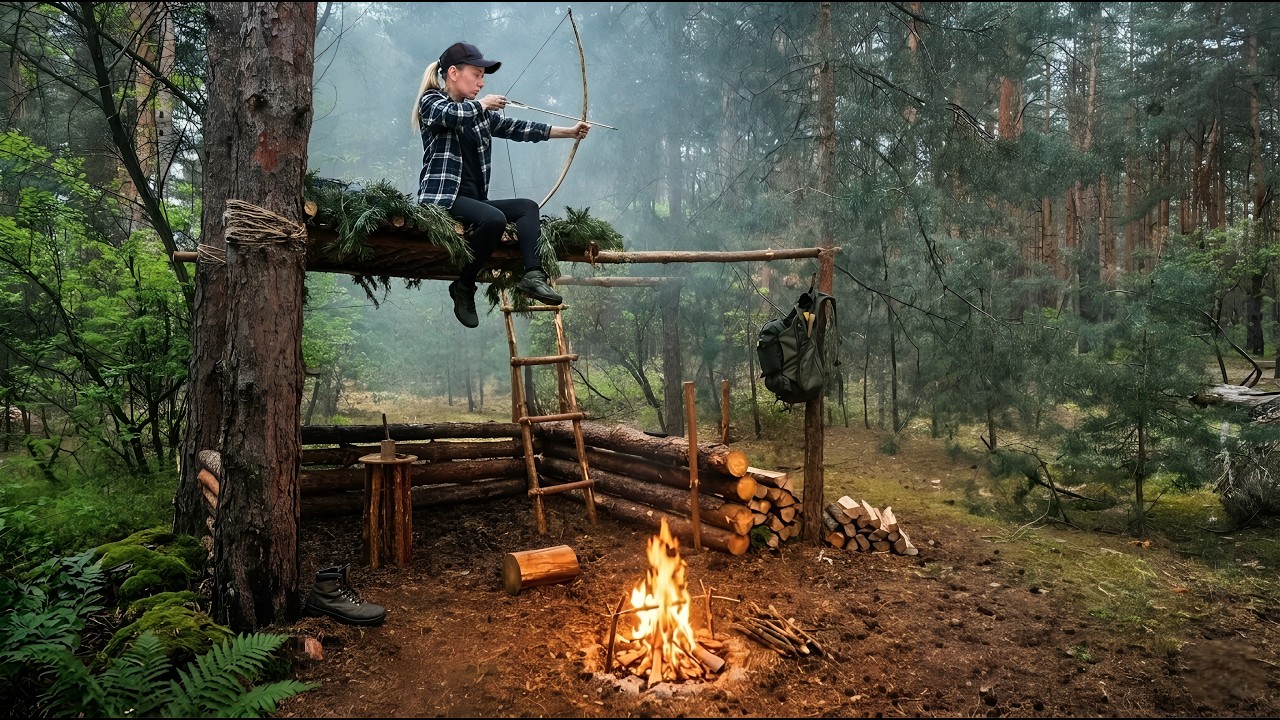 Bushcraft in the Pines | Fire, Shelter and Archery