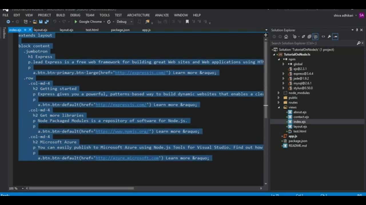 CRUD app with  AngularJs, Node js, express js, Bootstrap, EJS, MySQL PART I