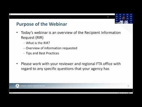 FTA Recipient Information Request Webinar #4