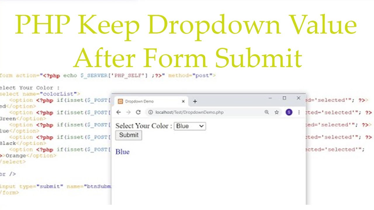 PHP Keep Dropdown Value After Form Submit