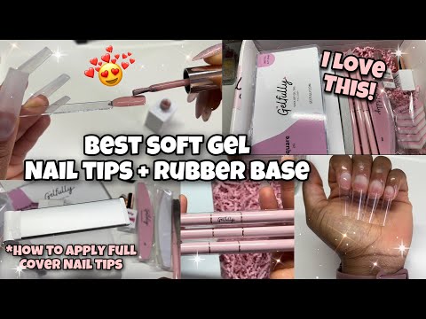 SOFT GEL NAIL TIPS + RUBBER BASE GEL | *REVIEW* GELFULLY PRODUCTS | GEL X TUTORIAL at HOME