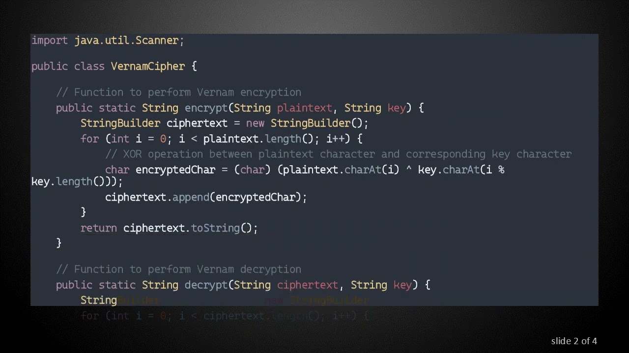 Vernam Cipher Encryption and Decryption in Java