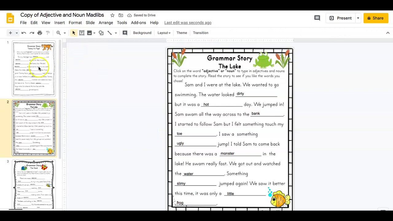 Teach Adjectives and Nouns with Google Slides™