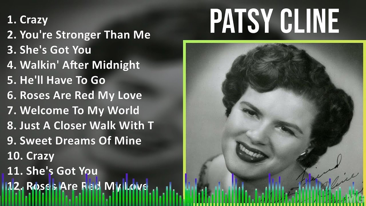 Patsy Cline 2024 MIX Playlist - Crazy, You're Stronger Than Me, She's Got You, Walkin' After Mid...