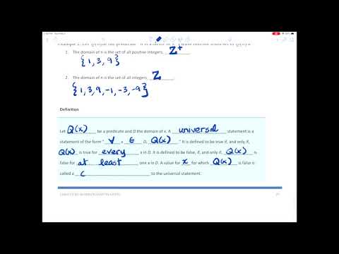 Predicates and Quantified Statements I