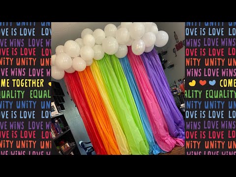 $18 Pride Month Photo Backdrop w/balloon arch!! DIY!! So easy!