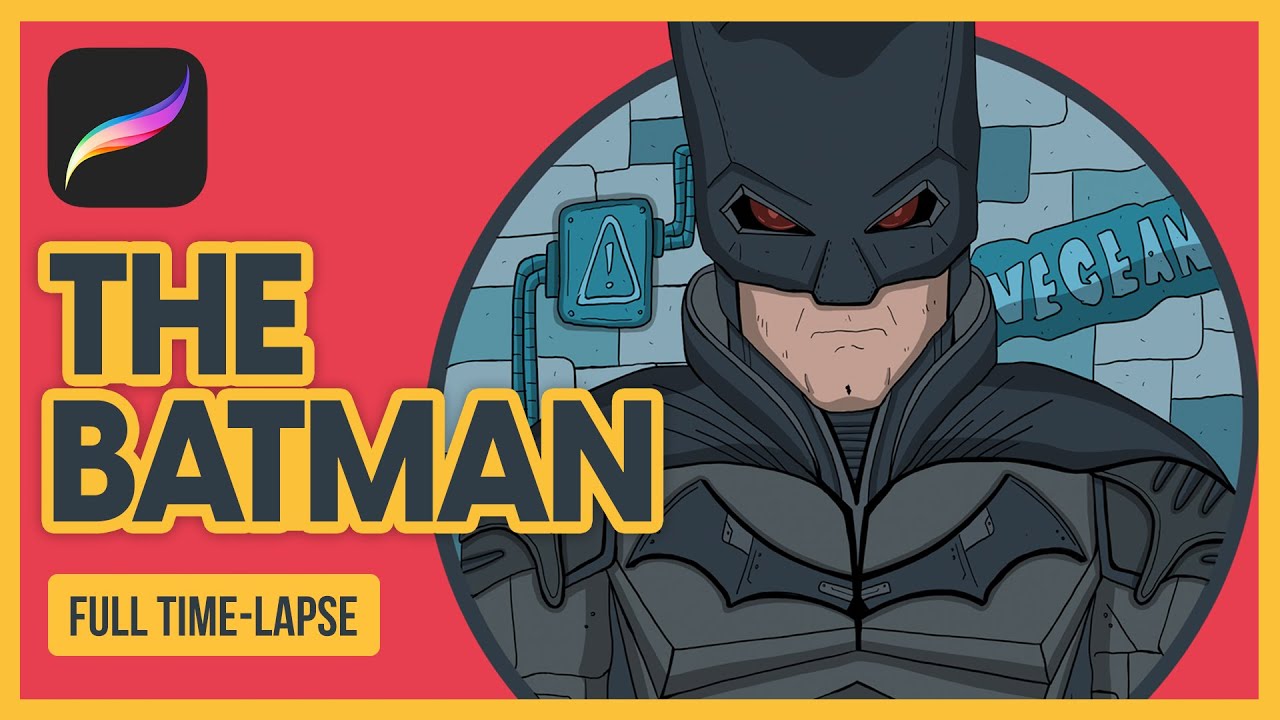 PROCREATE Digital Art Time-lapse - Drawing The Batman with tips