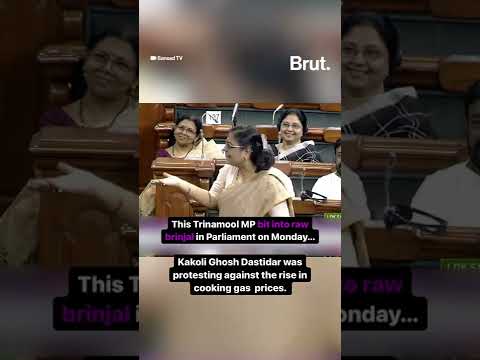Trinamool MP Kakoli Ghosh Dastidar surprised many by brandishing a raw brinjal in Parliament.