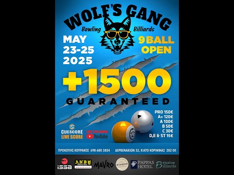 🐺🎱Wolf's Gang Open 9-Ball Greece 🇬🇷 +1500💶 Guaranteed 🎱🐺9-Ball May 23 - May 25, 2025 Day2