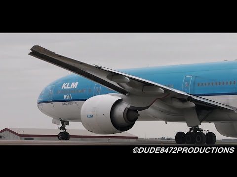 KLM Asia 777-306ER [PH-BVC] Close Up Taxi and Takeoff from Calgary