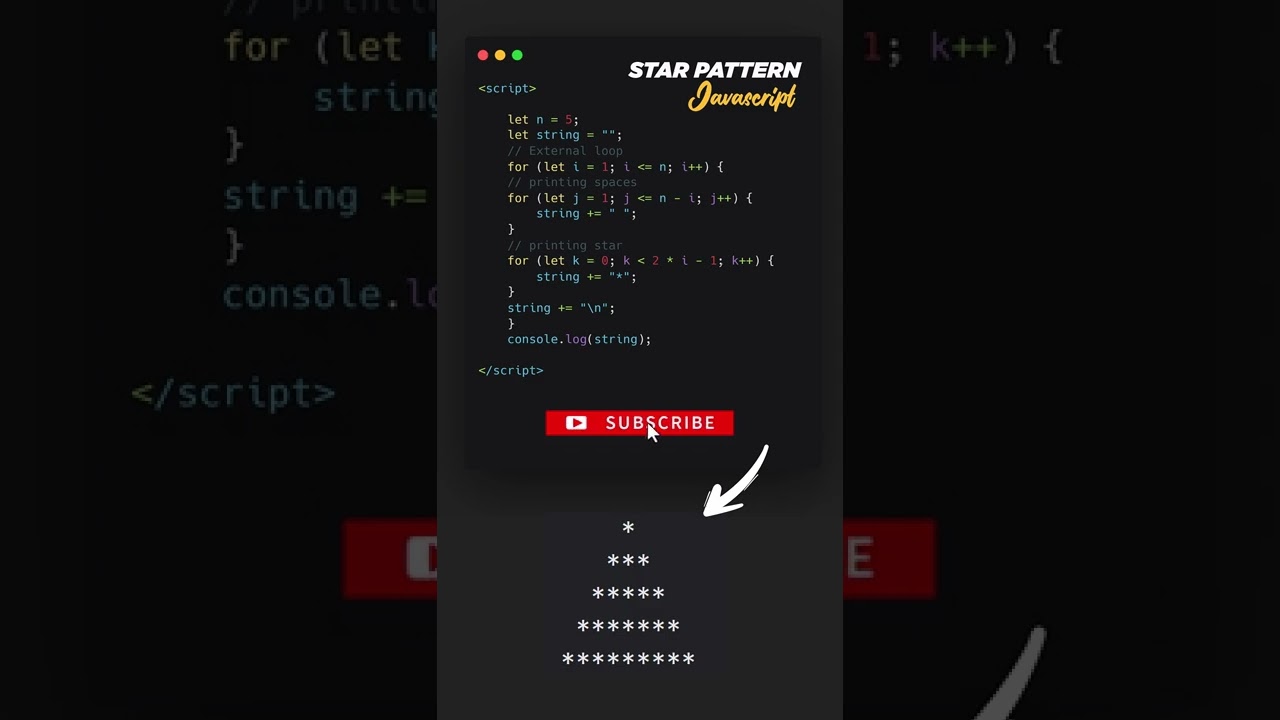 Javascript Star Pattern | #shorts #viral #youtubeshorts
