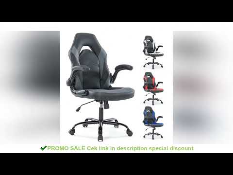 JHK Ergonomic Office Computer Home Gaming Desk Chair Adjustable PU Leather Racing Chair Flip-up Armr