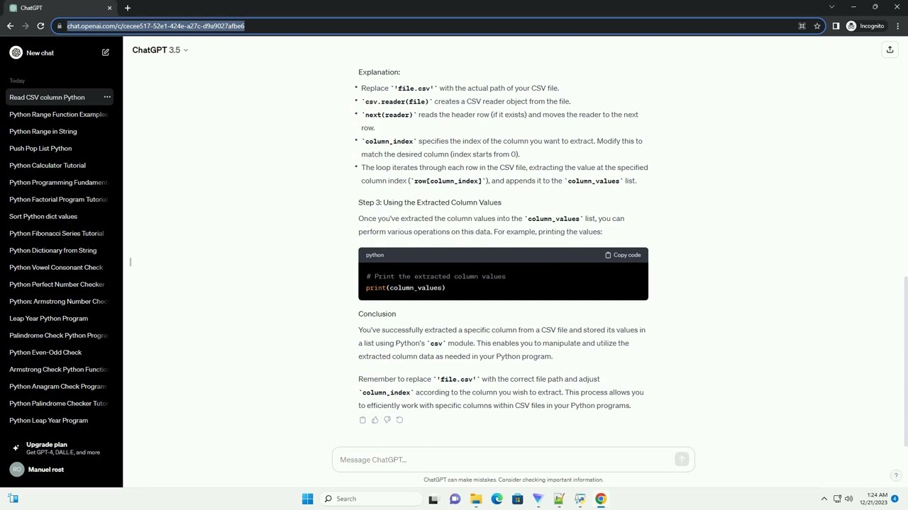 python read csv column into list
