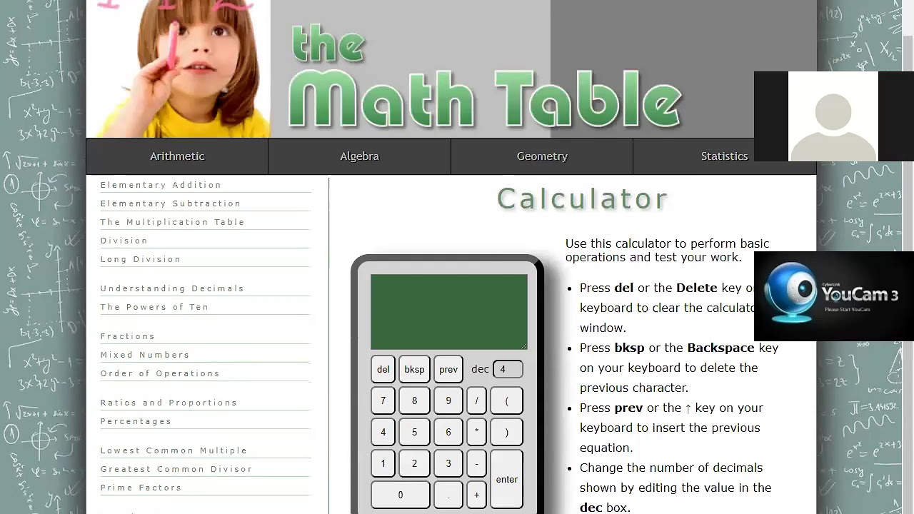 Tutorial 11 Case Problem 2: The Math Table