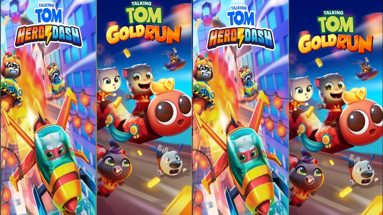 Talking Tom Gold Run 🆚 Talking Tom Hero Dash 😱😱 Gameplay Walkthroughs (Android, iOS)