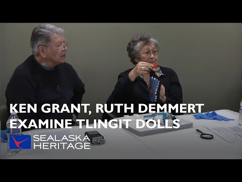 Tlingit Elders Ken Grant, Ruth Demmert Examine Tlingit Dolls