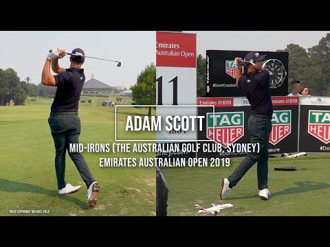 Adam Scott Golf Swing Medium Irons (FO & DTL), Emirates Australian Open (Sydney), December 2019.