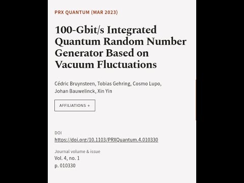 100-Gbit/s Integrated Quantum Random Number Generator Based on Vacuum Fluctuations | RTCL.TV