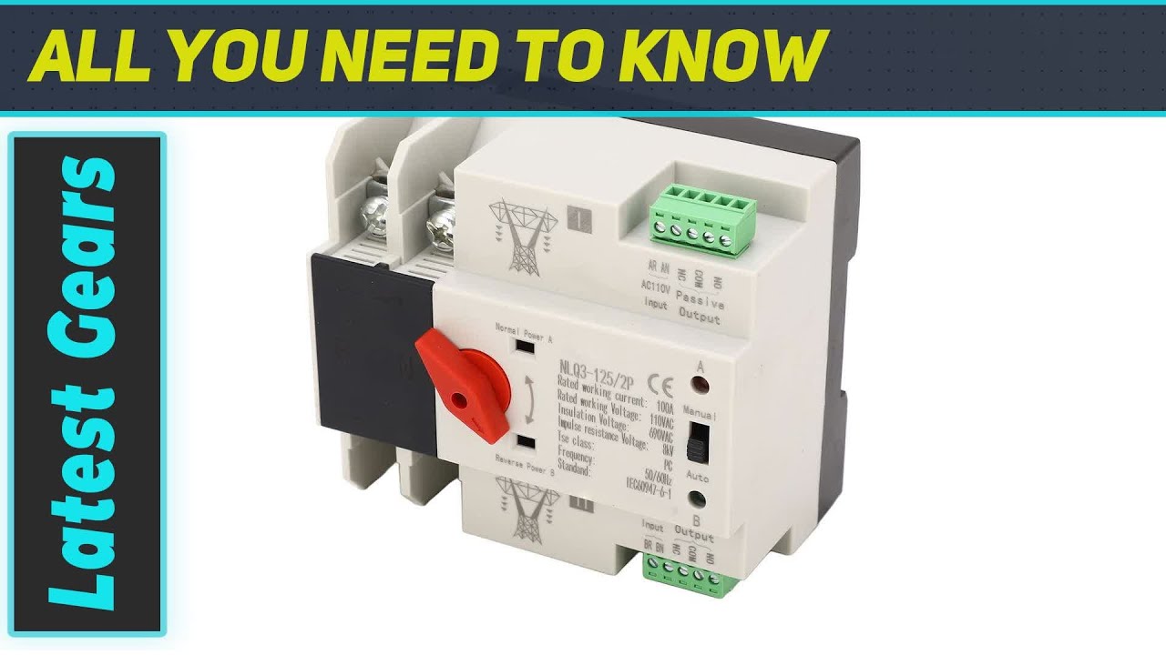 AC110V 100A Dual Power Automatic Transfer Switch 2P ATS Generator Changeover 35mm Rail