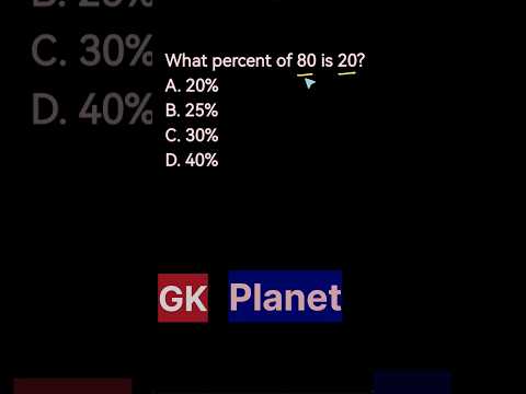 What percentage of 80 is 20. #percentageshorttrick #tricks #aptitude #calculation #percentage
