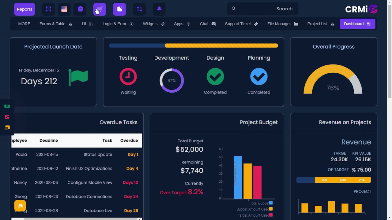 Project Management Dashboard Bootstrap 5 Admin Template with Dark RTL Theme