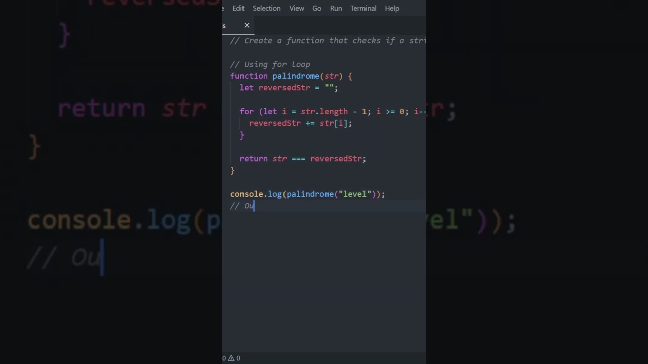Create a function that checks if a string is a palindrome | JS Exercise 7