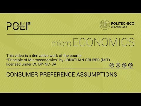 Consumer Preference Assumptions (derived from video lecture by Jonathan Gruber)