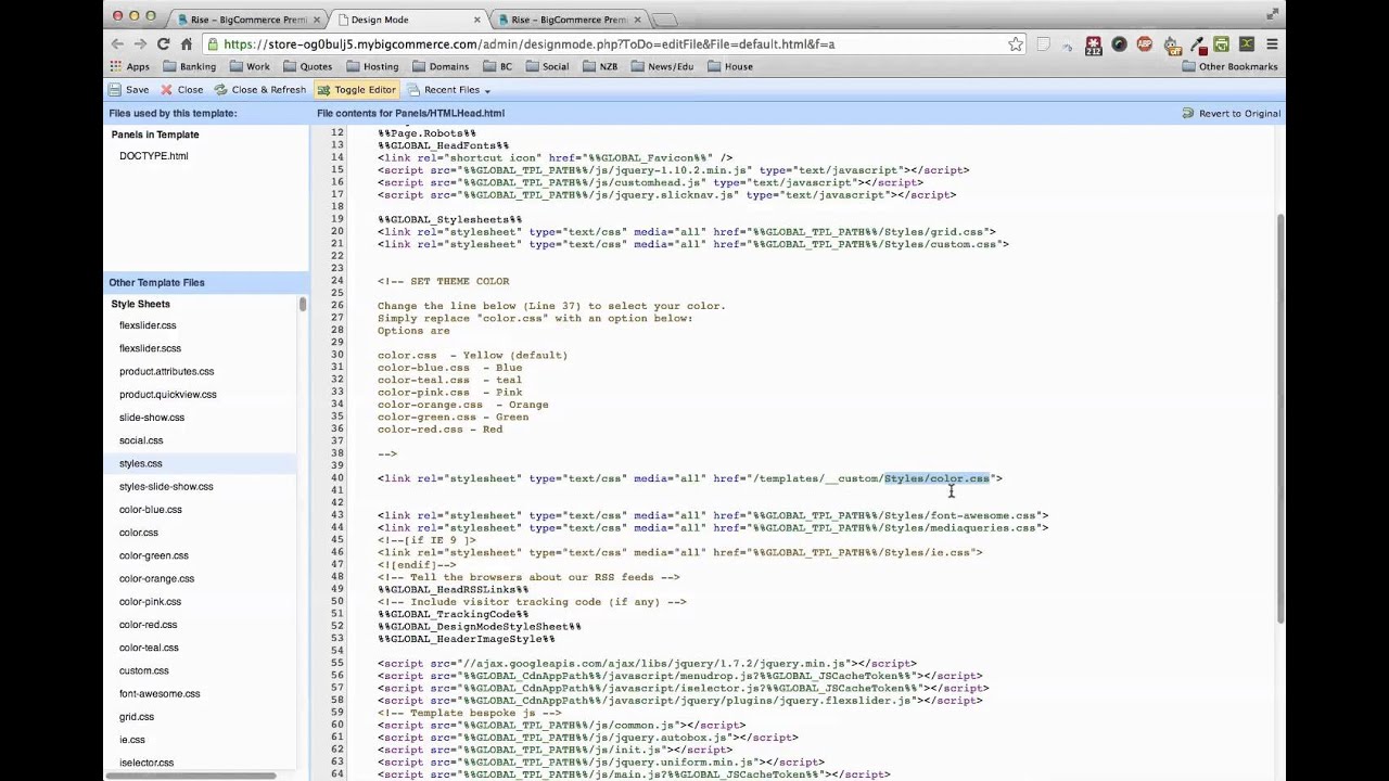 RISE Theme Custom CSS Changes