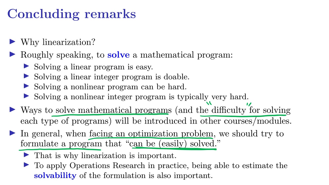 [OR1-Modeling] Lecture 4: Nonlinear Programming #12 Remarks: why linearization